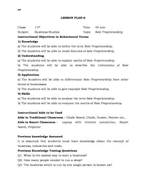 Fillable Online Shodhganga Inflibnet Ac LESSON PLAN 6 Fax Email Print