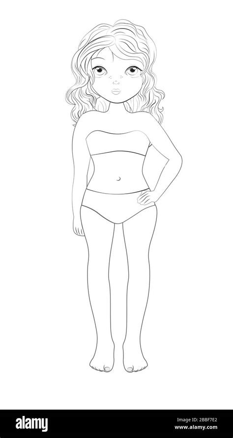 Libro para colorear Blond girl in swimsuit Muñeca de papel para