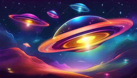 Ovnis Galaxia Espacio Ai Vistoso Fondo Espacio Futuro Ovni Imagen De