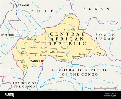 République centrafricaine Carte Politique Photo Stock Alamy
