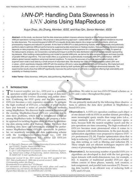 pdf knn dp handling data skewness in knn joins using mapreduce