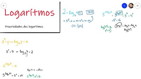 12º ano Logaritmos Propriedades dos logaritmos 2 5 YouTube