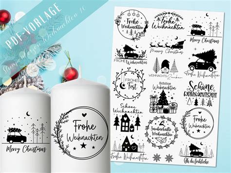 Stumpenkerzen Weihnachten Pdf Vorlage Kerzentattoo Kerzensticker
