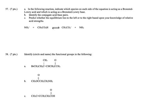 Solved Pts In The Following Reaction Indicate Which Species On