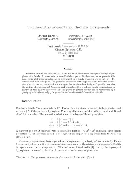 pdf two geometric representation theorems for separoids