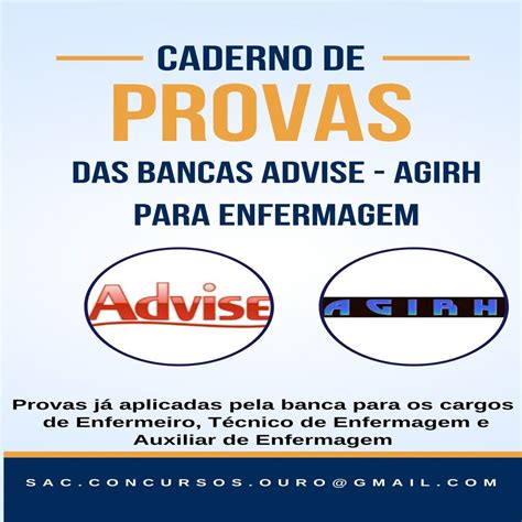 Caderno De Provas Das Bancas ADVISE AGIRH Para Enfermagem FABIO