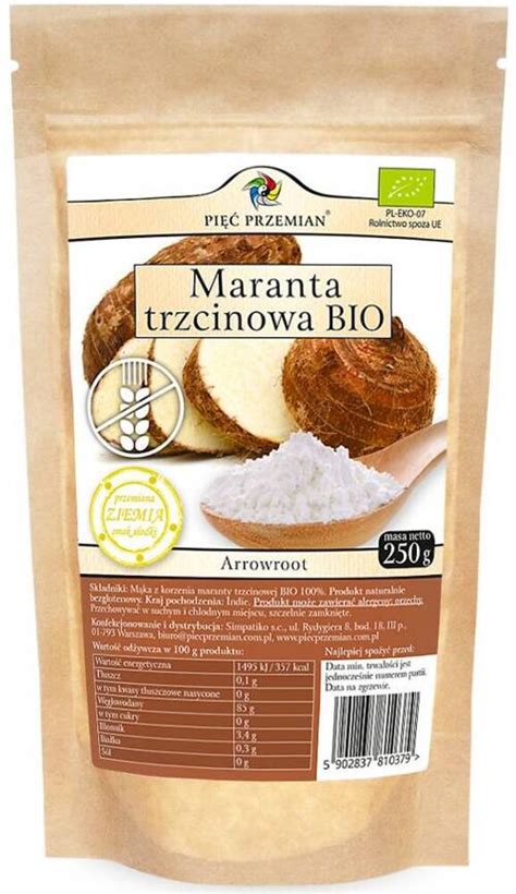 Maranta trzcinowa Bezglutenowa Bio 100 g Pięć Przemian mąka dla wegan