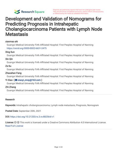 pdf development and validation of nomograms for predicting prognosis in intrahepatic