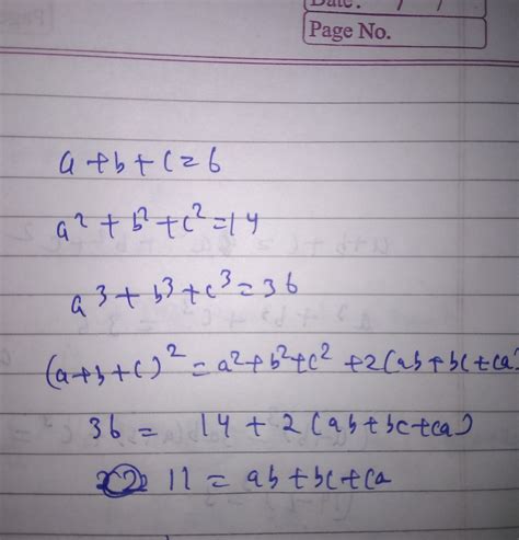 if a b c is equal to 6 a square b square c square is equal to 14 and a cube plus b cube