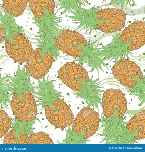 Pineapple Seamless Pattern Stock Illustration Illustration Of Juicy
