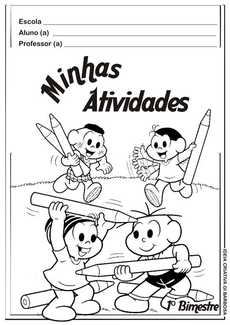 Capa para Avaliação 1º Bimestre Turma da Mônica Ideia Criativa Gi