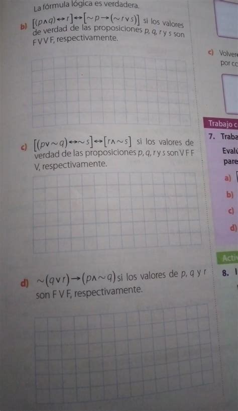 halla los valores de la verdad de las siguientes fórmulas lógicasPOR