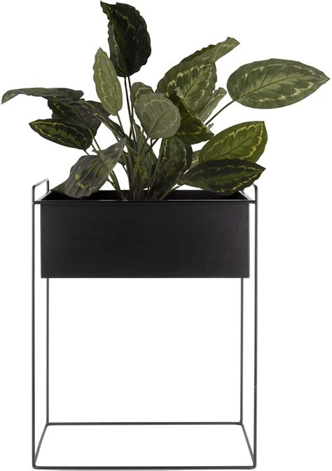 Set de 2 supports à plantes rectangulaires en métal essence noir