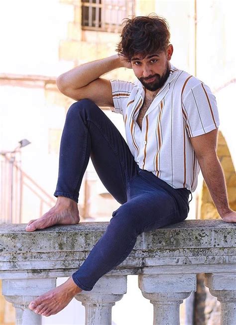 Pin By Fred Flinstone On Bare Feet Long Pantssuitsslacks Jeans Barefoot Men Mens