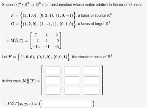 solved 3 suppose t r3 ris a transformation whose matrix