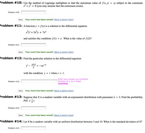 solved problem 10 use the method of lagrange multipliers