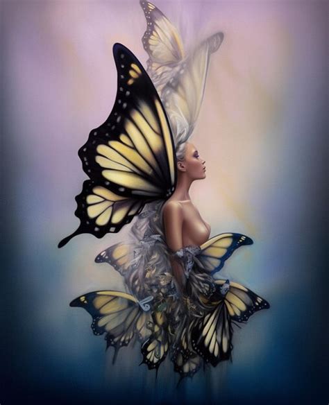 Premium AI Image A Woman With A Butterfly On Her Head Is Shown With A