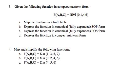 given the following function in compact maxterm form