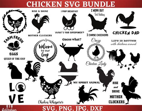 Chicken Svg Bundle Hand Drawn Hen Svg Rooster Svg Chicken Svg Funny Crazy Chicken Lady Svg