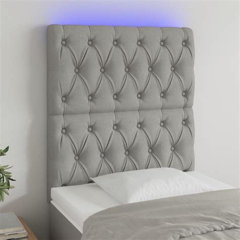 Vidaxl Zagłówek Do Łóżka Z Led Jasnoszary 80X7X118 128 Cm Tkanina