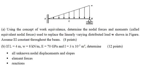 solved a using the concept of work equivalence determine the nodal forces and moments