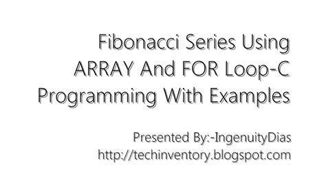 fibonacci series using array and for loop c programming with examples youtube