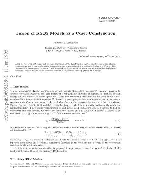 pdf fusion of rsos models as a coset construction