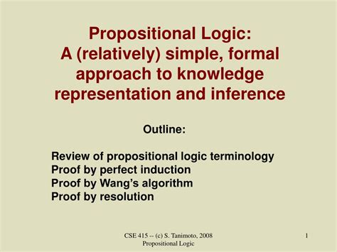 ppt outline review of propositional logic terminology proof by perfect induction powerpoint