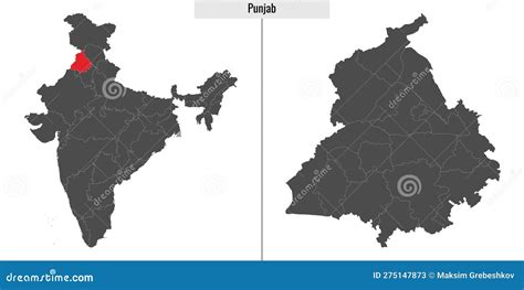 State Of Punjab India With Capital City Chandigarh Hand Drawn Map