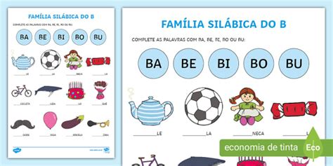 Atividade a Família Silábica do B Twinkl