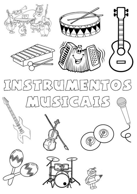 Desenhos De Instrumentos Musicais Para Colorir Pintar E Imprimir