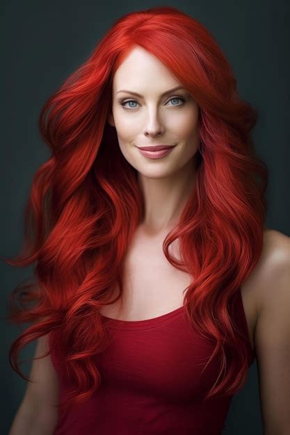 Premium AI Image A Woman With Red Hair And Blue Eyes Is Posing For A