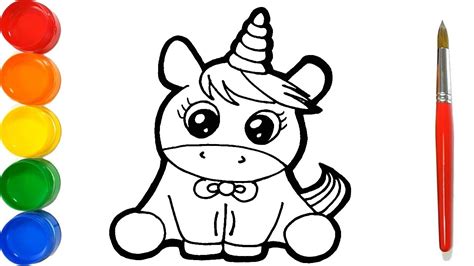 Como Dibujar y Colorear un Unicornio Kawaii Dibujos Para Niños