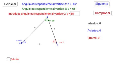 Triángulo cuánto mide el tercer ángulo GeoGebra