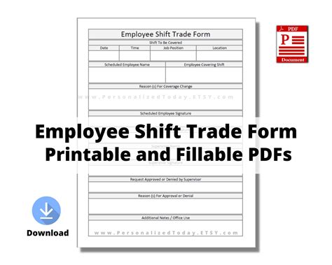 Printable Employee Shift Trade Form Print And Write And Fillable Pdf