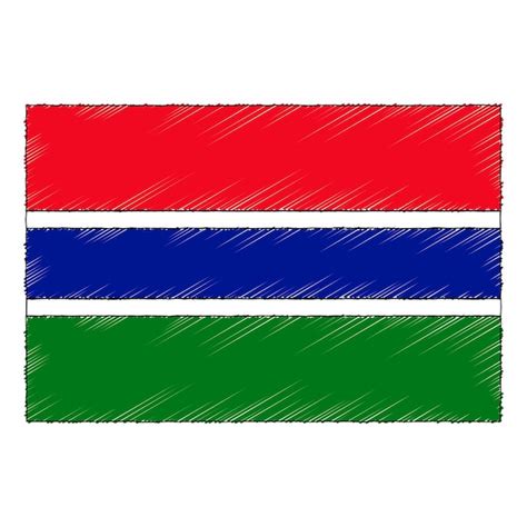 Croquis Dibujados A Mano Bandera De Gambia Icono De Vector De Estilo