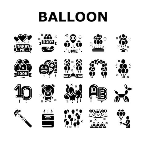 Conjunto de iconos de colección de decoración de globos vector Vector