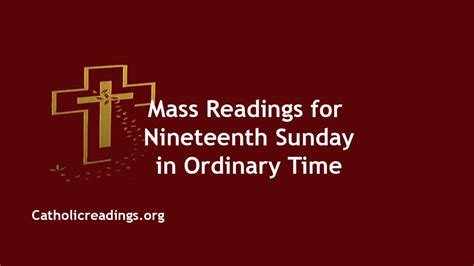 Sunday Mass Readings For August 13 2023 19th Sunday In Ordinary Time