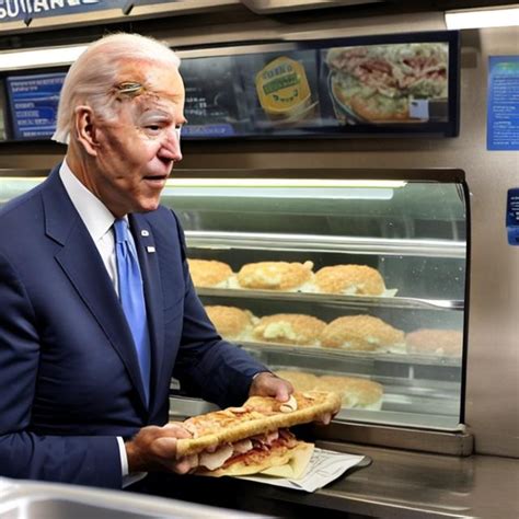 Joe Biden Eating A Tuna Sub At Subway Openart