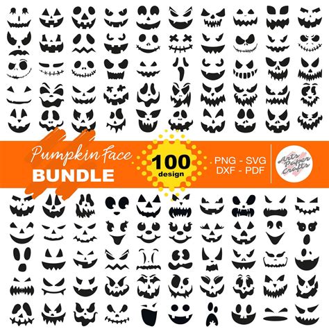 Pumpkin Face Svg Bundle Pumpkin Face Clipart Pumpkin Etsy
