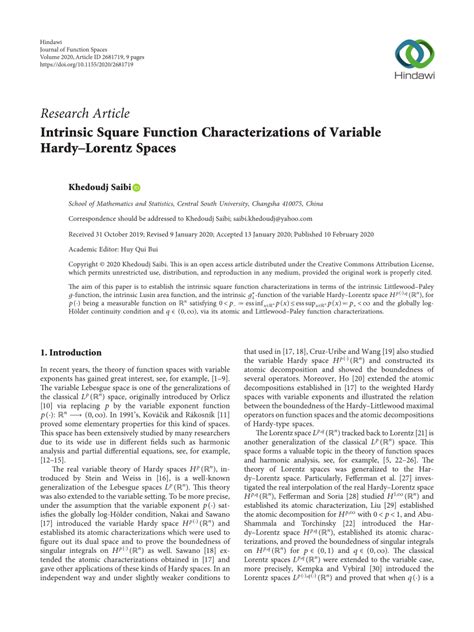 pdf intrinsic square function characterizations of variable hardy lorentz spaces
