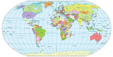 Mapa múndi continentes países mares oceanos Brasil Escola