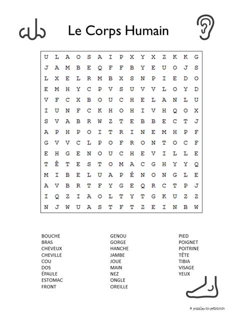 Mots meles le corps humain cours français Pinterest French words
