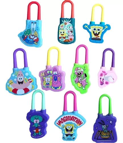 Colección Completa Candados Bob Esponja Vuala 2024 10 Pza