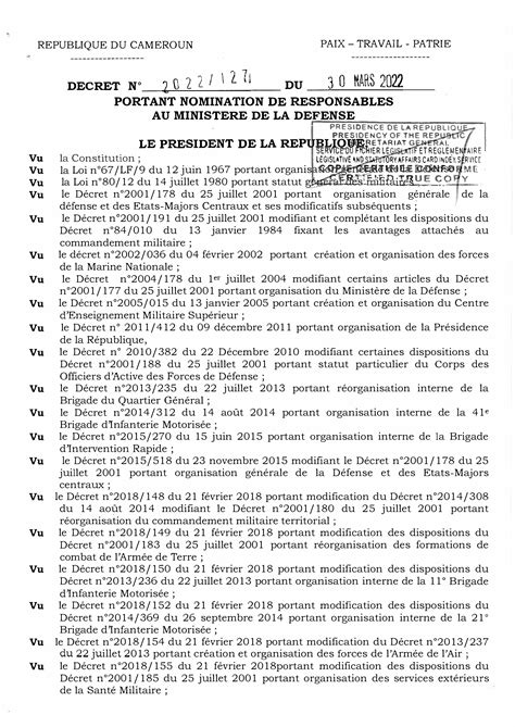 Décret n 2022 127 du 30 mars 2022 portant nomination de responsables