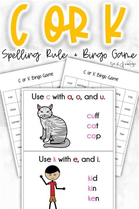 When To Use C Or K Spelling Rule Poster And Bingo Game