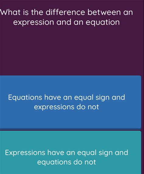 What Is The Difference Between An Expression And An Equation Equations
