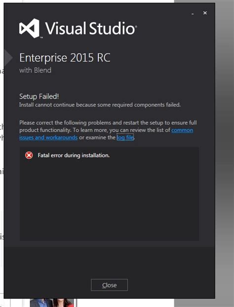 Error While Installing Visual Studio 2015 RC Stack Overflow
