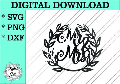 Mr Mrs Cake Topper Svg Laser Cut File Wreath Mr And Mrs Etsy