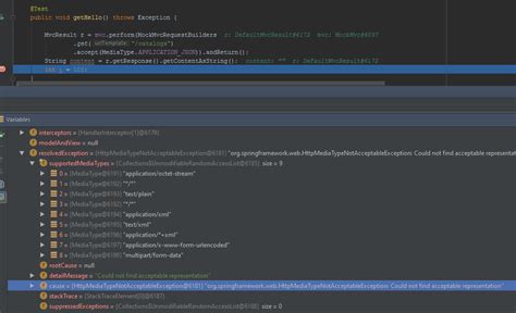java spring boot test test response throws could not find acceptable representation app